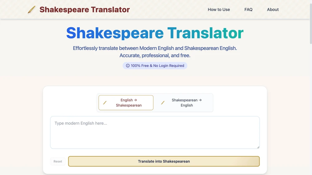 Shakespeare Translator | Next AI Tool